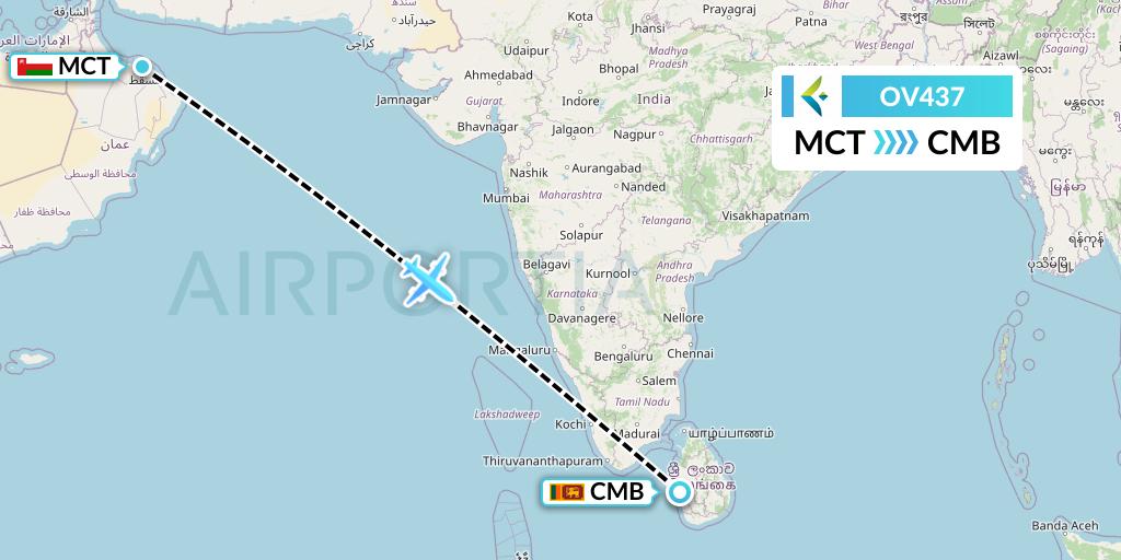OV437 Flight Status SalamAir: Muscat to Colombo (OMS437)