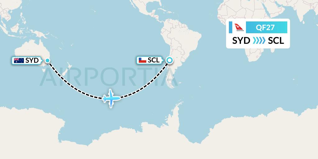 QF27 Flight Status Qantas: Sydney to Santiago (QFA27)