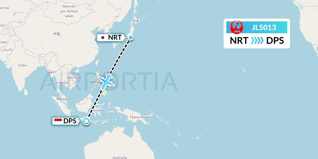 JL5013 Flight Status Japan Airlines: Tokyo to Denpasar (JAL5013)