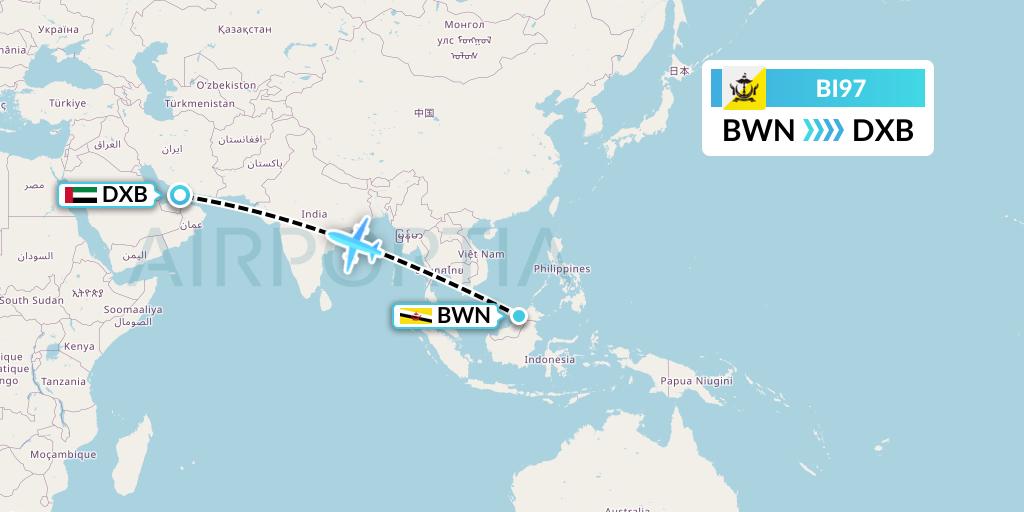 BI97 Flight Status Royal Brunei Airlines: Brunei to Dubai (RBA97)