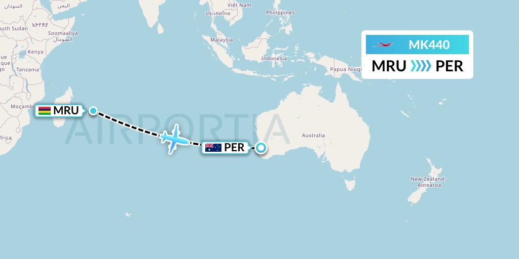 MK440 Flight Status Air Mauritius: Port Louis to Perth (MAU440)