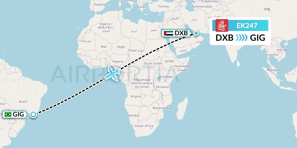 EK247 Flight Status Emirates: Dubai to Rio de Janeiro (UAE247)