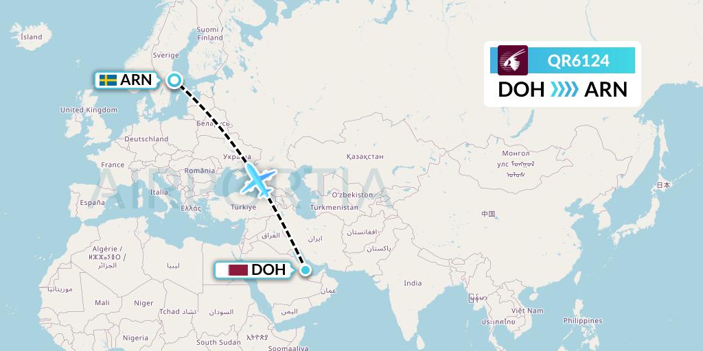 QR6124 Flight Status Qatar Airways: Doha to Stockholm (QTR6124)