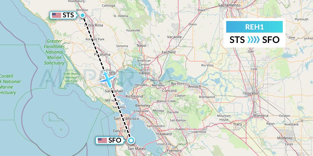 REH1 Flight Status Reach Air Medical Services: Santa Rosa to San Francisco