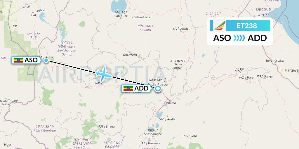 ET238 Flight Status Ethiopian Airlines: Asosa to Addis Ababa (ETH238)