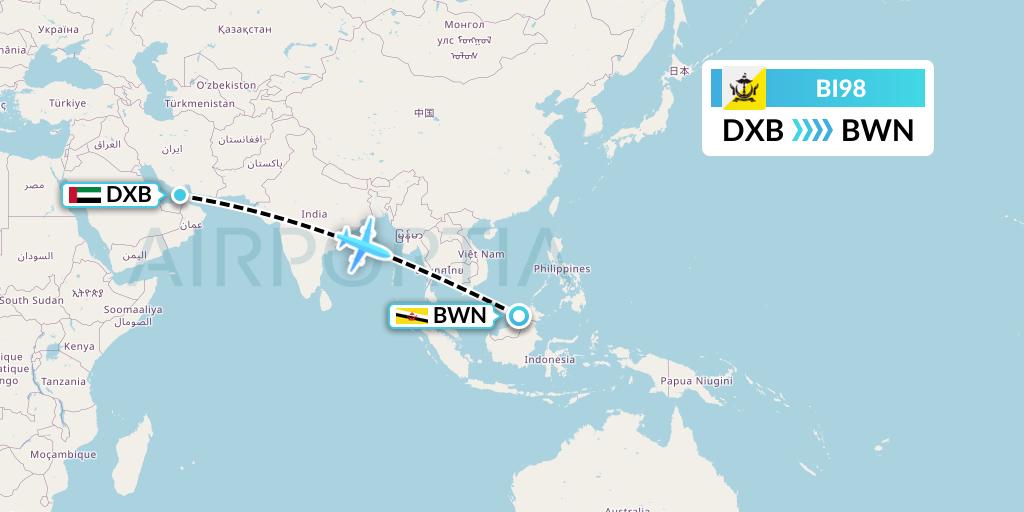 BI98 Flight Status Royal Brunei Airlines: Dubai to Brunei (RBA98)