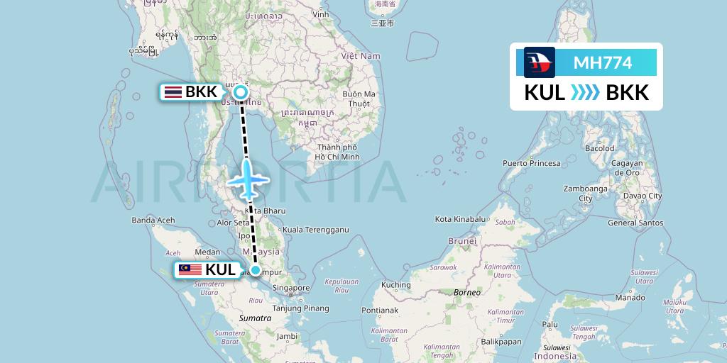 MH774 Flight Status Malaysia Airlines: Kuala Lumpur to Bangkok (MAS774)