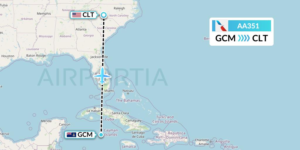 AA351 Flight Status American Airlines: George Town to Charlotte (AAL351)