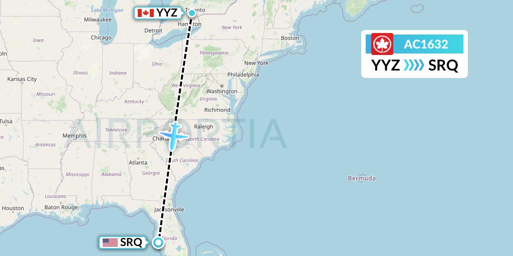 AC1632 Flight Status Air Canada: Toronto to Sarasota (ACA1632)