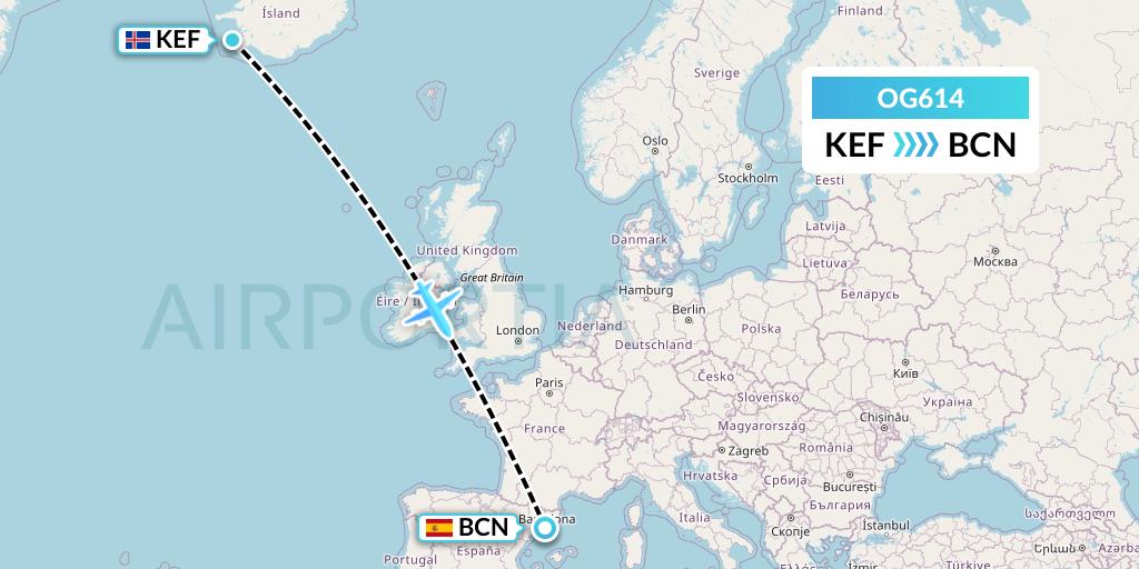 OG614 Flight Status Fly Play: Reykjavik to Barcelona (FPY614)
