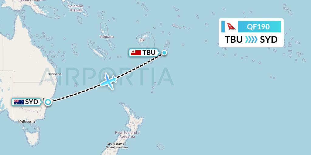 QF190 Flight Status Qantas: Tongatapu to Sydney (QFA190)