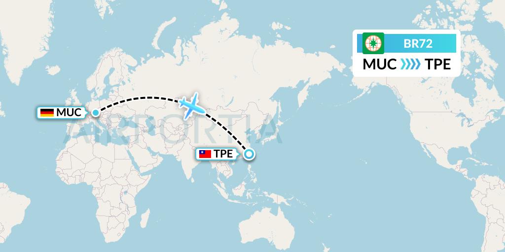 BR72 Flight Status EVA Air: Munich to Taipei (EVA72)