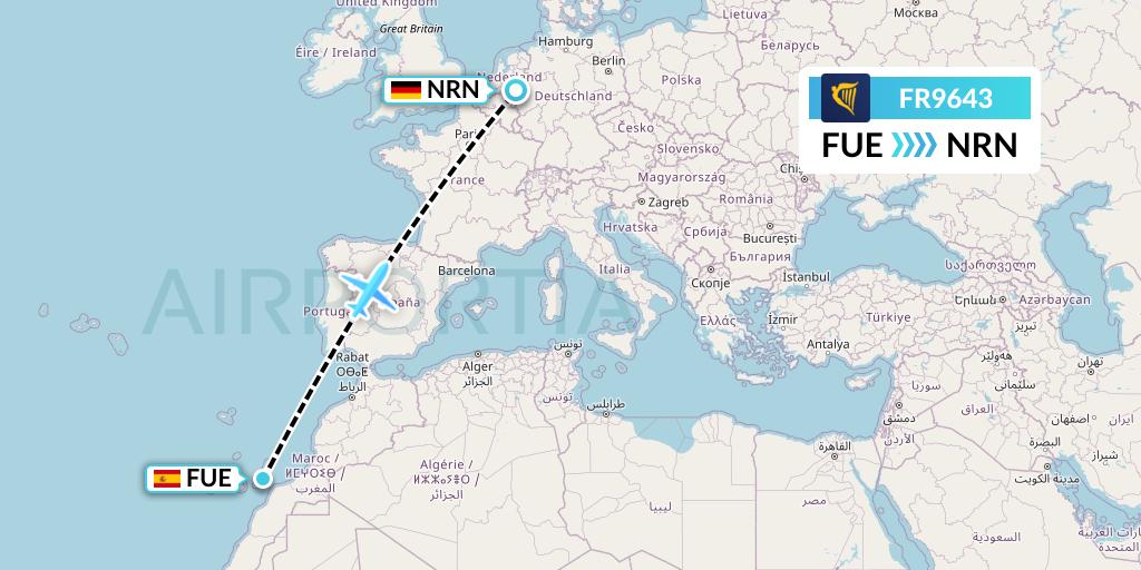 FR9643 Flight Status Ryanair: Fuerteventura to Weeze (RYR9643)