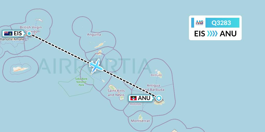 Q3283 Flight Status Anguilla Air Services: Beef Island to Antigua (AXL283)