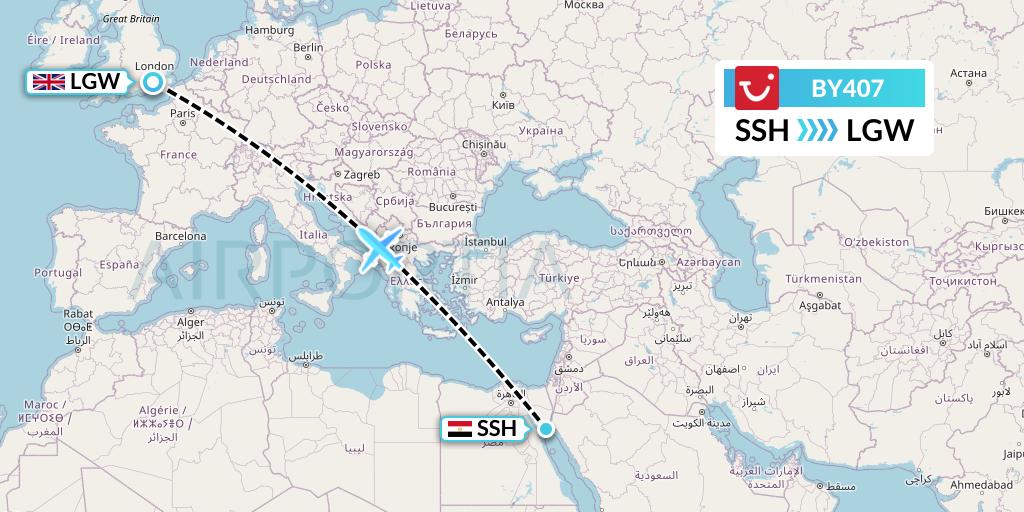 BY407 Flight Status TUI Airways: Sharm el-Sheikh to London (TOM407)