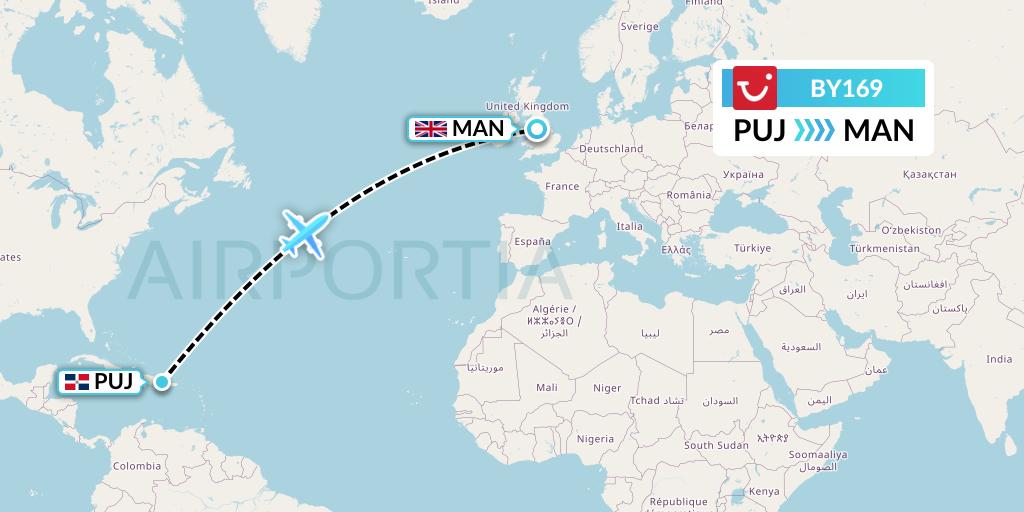 BY169 Flight Status TUI Airways: Punta Cana to Manchester (TOM169)