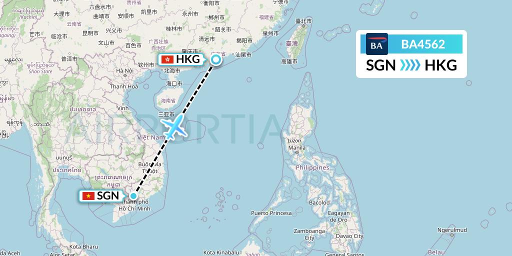 BA4562 Flight Status British Airways: Ho Chi Minh City to Hong Kong ...