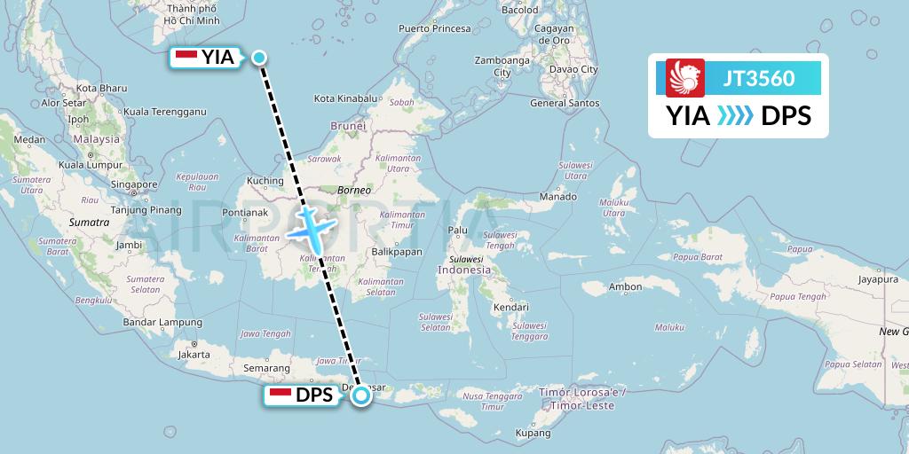 JT3560 Flight Status Lion Airlines: Yogyakarta to Denpasar (LNI3560)