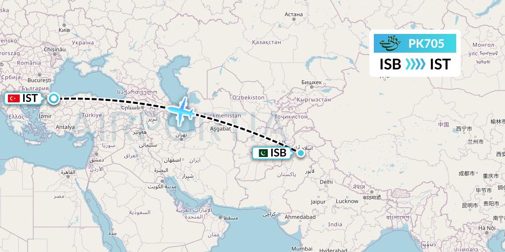 PK705 Flight Status Pakistan International Airlines: Islamabad to ...