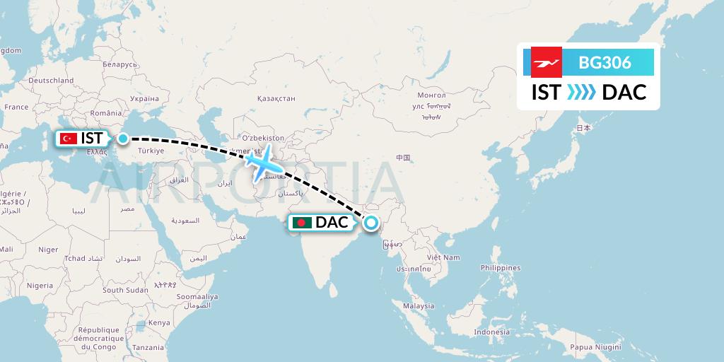 BG306 Flight Status Biman Bangladesh Airlines: Istanbul to Dhaka (BBC306)