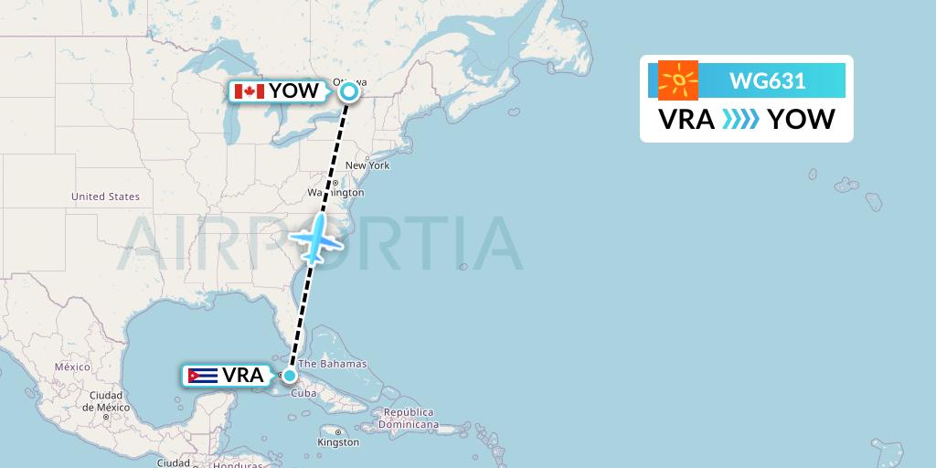 WG631 Flight Status Sunwing Airlines: Varadero to Ottawa (SWG631)