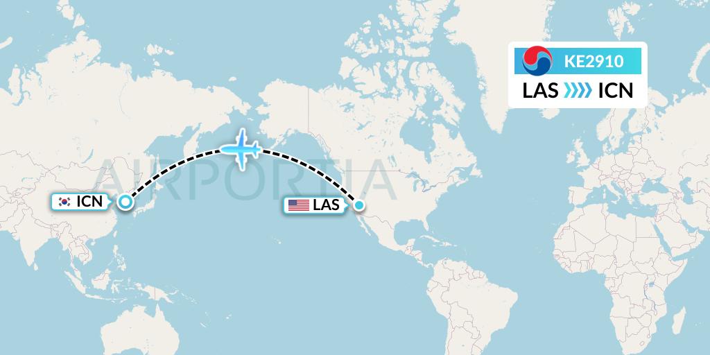 KE2910 Flight Status Korean Air: Las Vegas to Seoul (KAL2910)