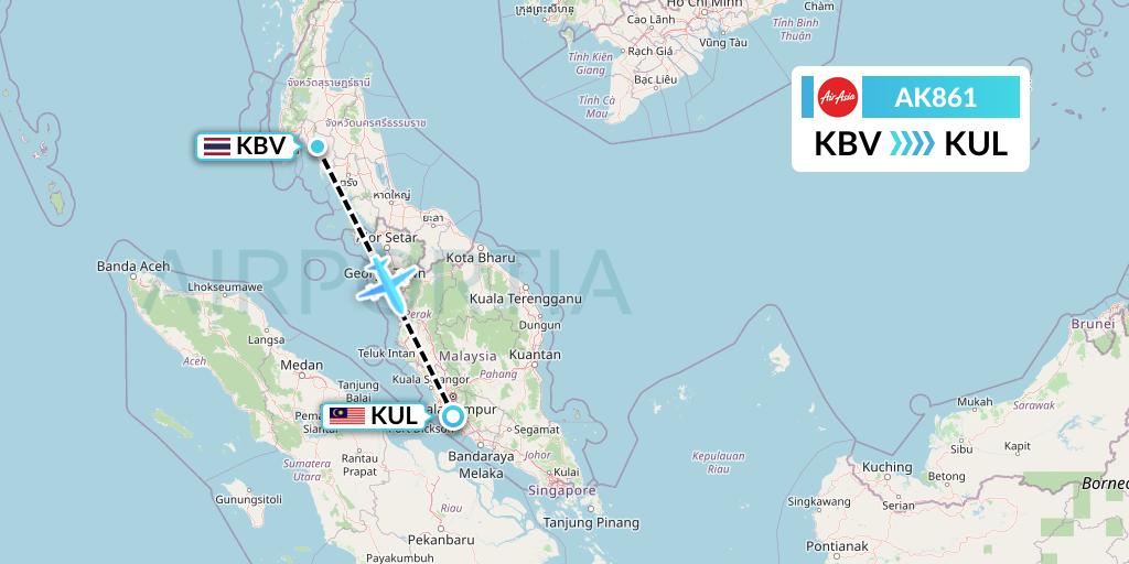 AK861 Flight Status AirAsia: Krabi to Kuala Lumpur (AXM861)