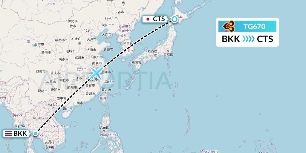 TG670 Flight Status Thai Airways: Bangkok to Sapporo (THA670)