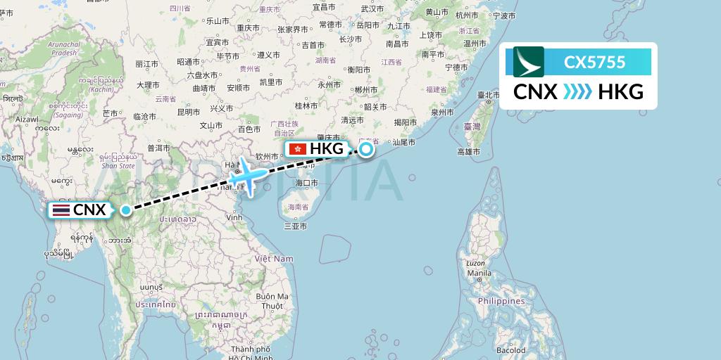 CX5755 Flight Status Cathay Pacific: Chiang Mai to Hong Kong (CPA5755)