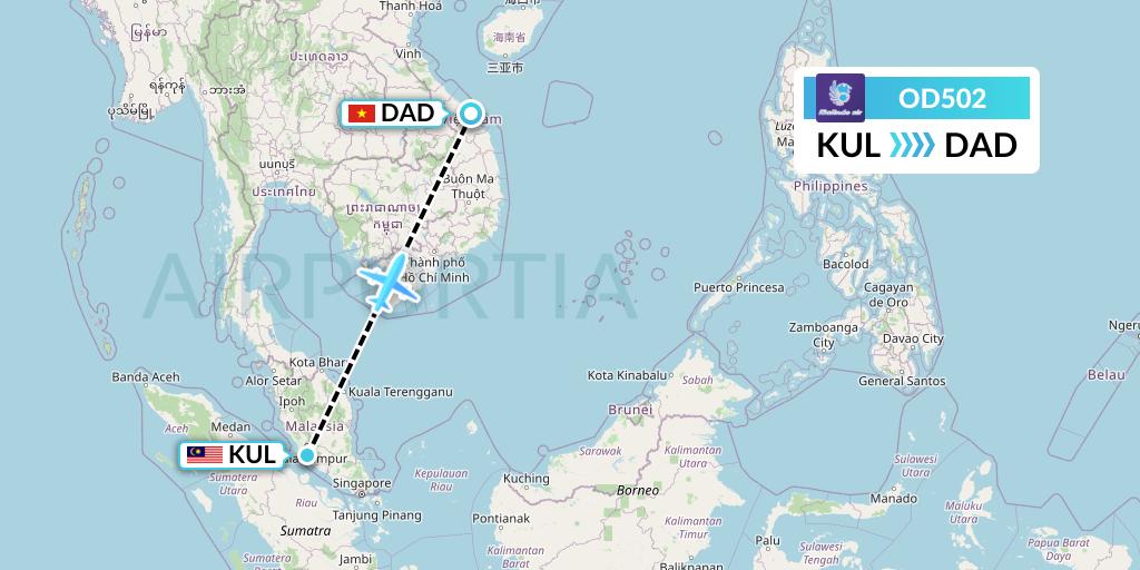 OD502 Flight Status Batik Air Malaysia: Kuala Lumpur to Da Nang (MXD502)