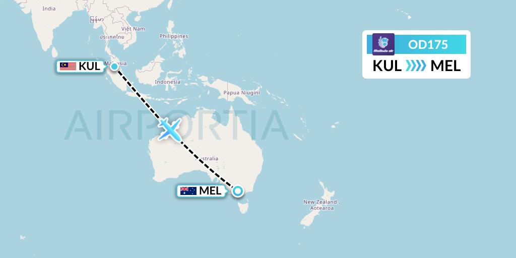 OD175 Flight Status Batik Air Malaysia: Kuala Lumpur to Melbourne (MXD175)
