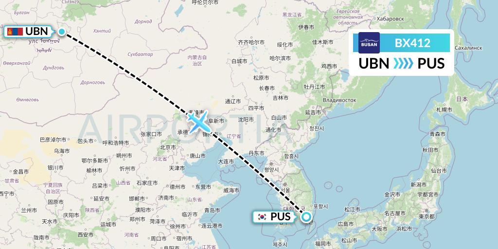 BX412 Flight Status Air Busan: Ulan Bator to Busan (ABL412)
