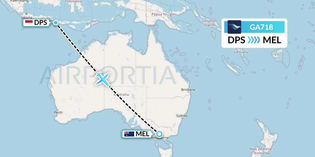 GA718 Flight Status Garuda Indonesia: Denpasar to Melbourne (GIA718)