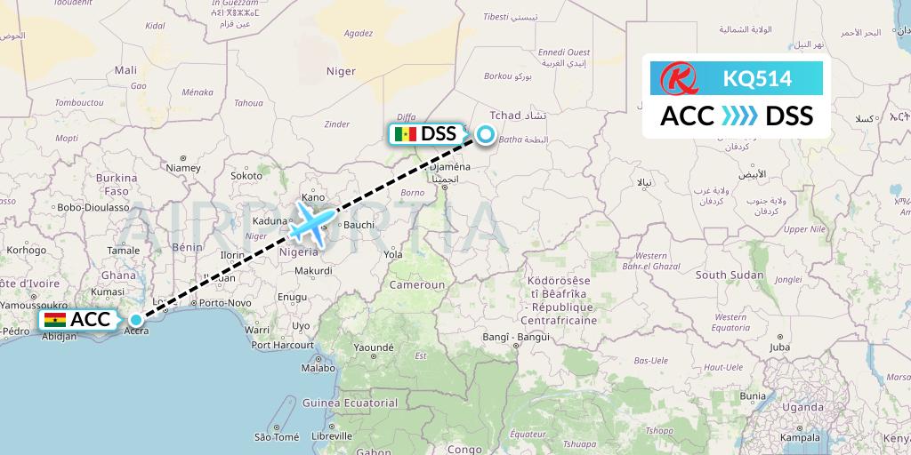 KQ514 Flight Status Kenya Airways: Accra to Dakar (KQA514)