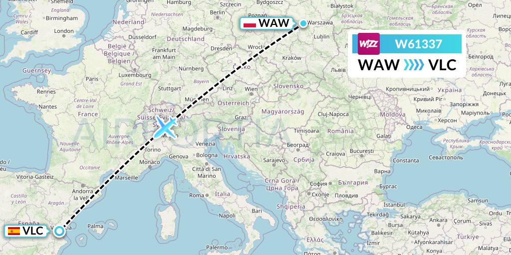 W61337 Flight Status Wizz Air: Warsaw to Valencia (WZZ1337)