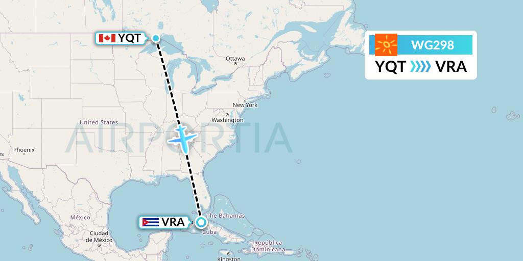 WG298 Flight Status Sunwing Airlines: Thunder Bay to Varadero (SWG298)