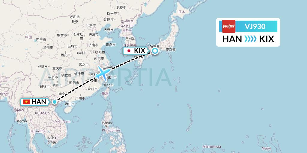VJ930 Flight Status VietJet Air: Hanoi to Osaka (VJC930)