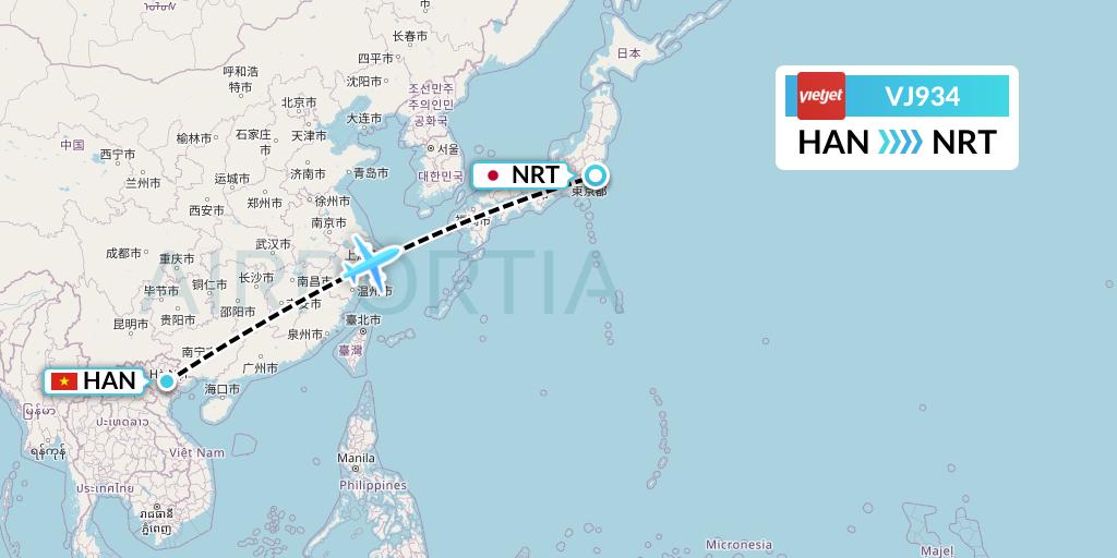 VJ934 Flight Status VietJet Air: Hanoi to Tokyo (VJC934)