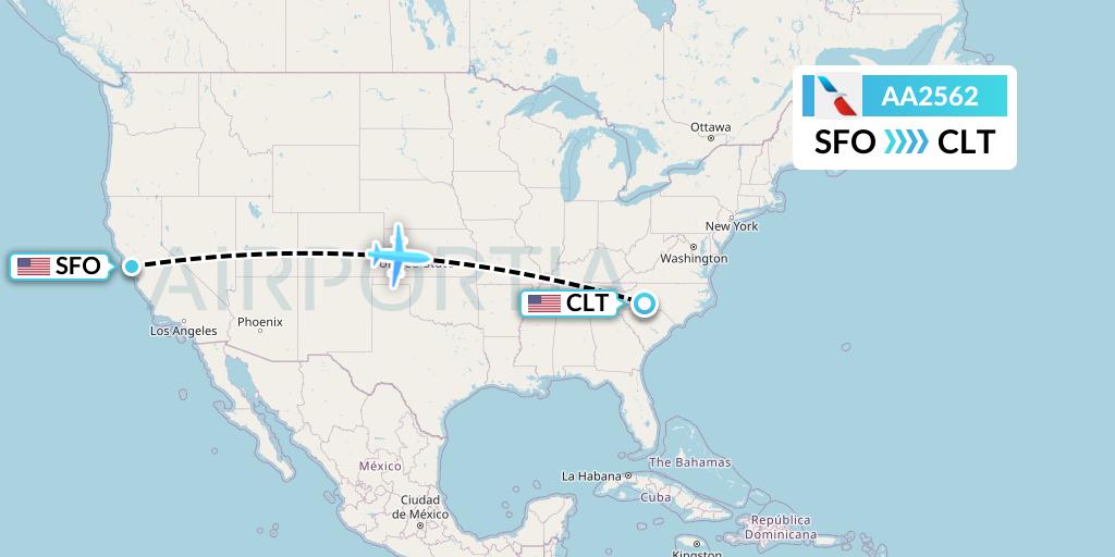 AA2562 Flight Status American Airlines: San Francisco to Charlotte ...