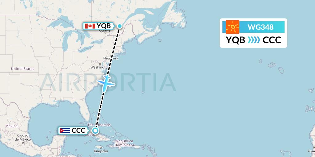 WG348 Flight Status Sunwing Airlines: Quebec to Cayo Coco (SWG348)