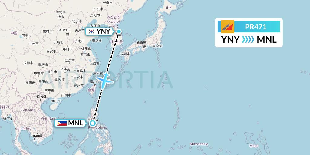 PR471 Flight Status Philippine Airlines: Yangyang to Manila (PAL471)