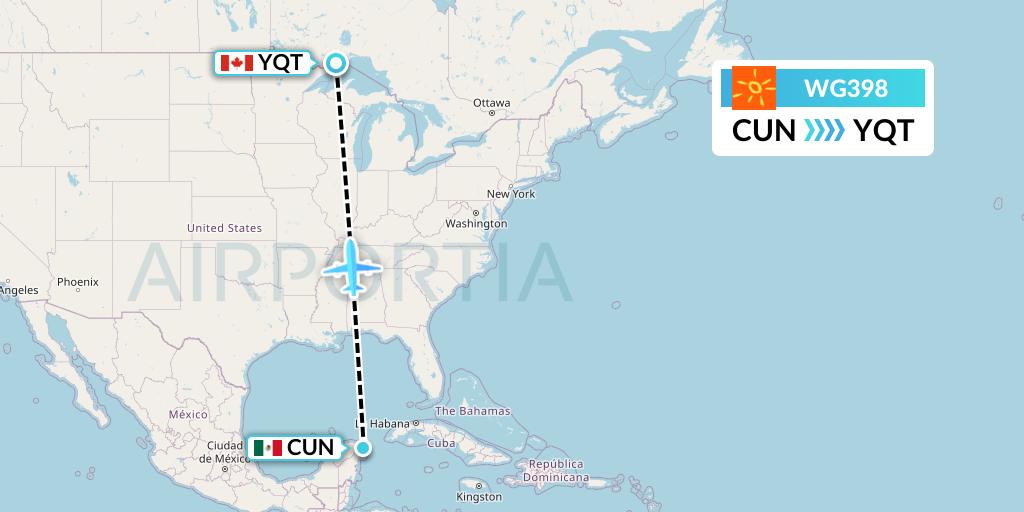WG398 Flight Status Sunwing Airlines: Cancun to Thunder Bay (SWG398)
