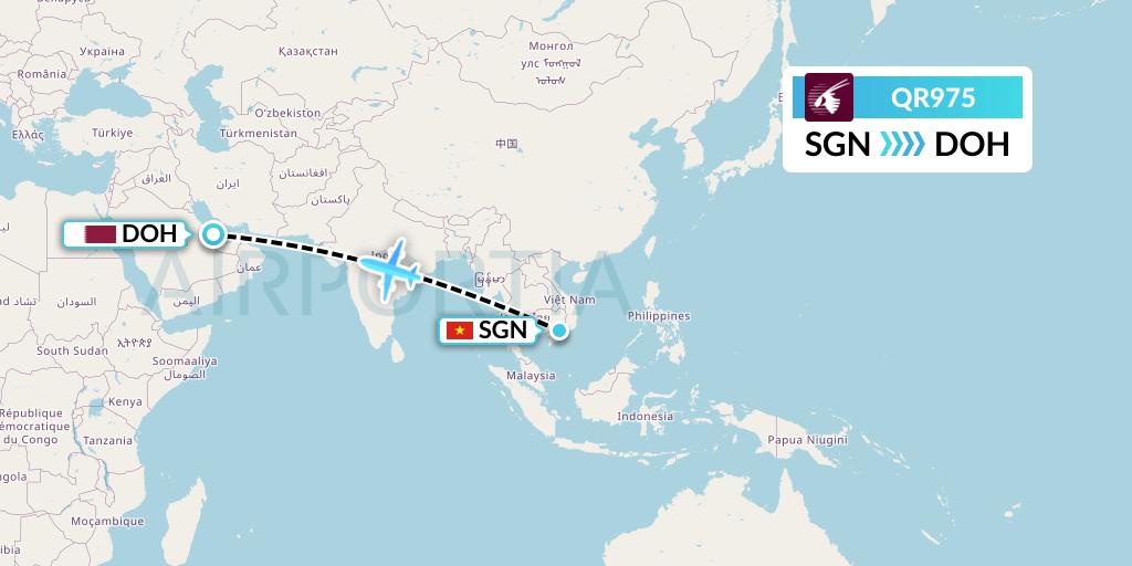 QR975 Flight Status Qatar Airways: Ho Chi Minh City to Doha (QTR975)