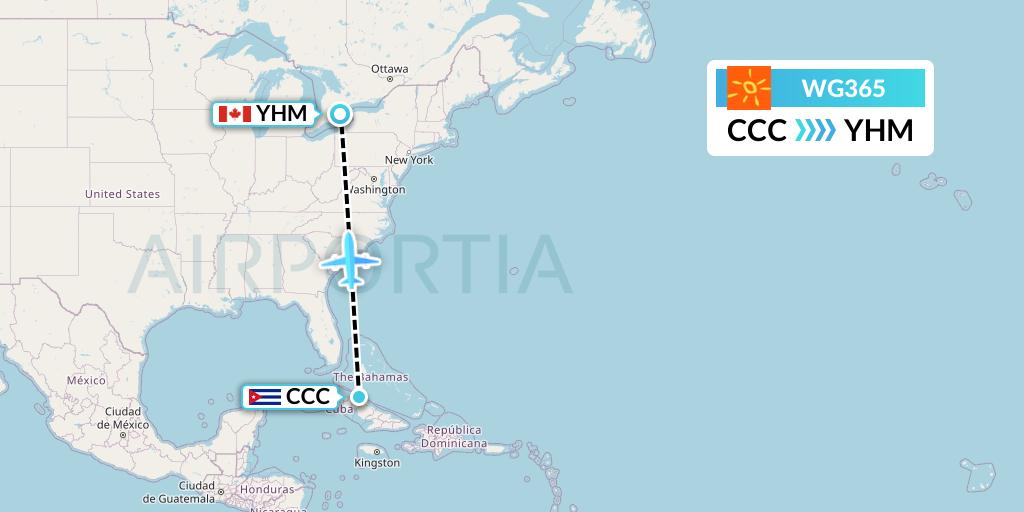 WG365 Flight Status Sunwing Airlines: Cayo Coco to Hamilton (SWG365)