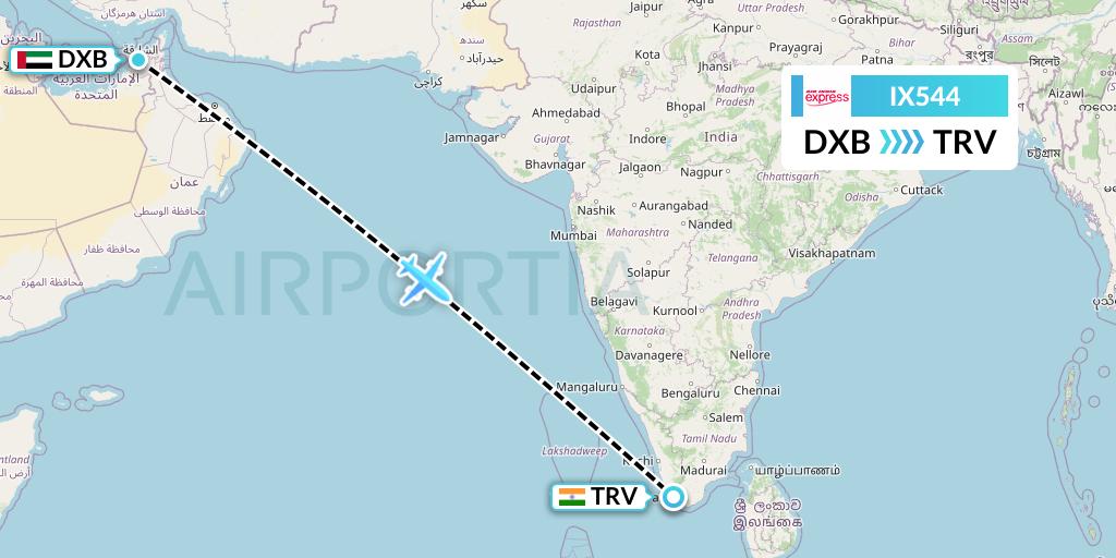 IX544 Flight Status Air India Express: Dubai to Thiruvananthapuram (AXB544)
