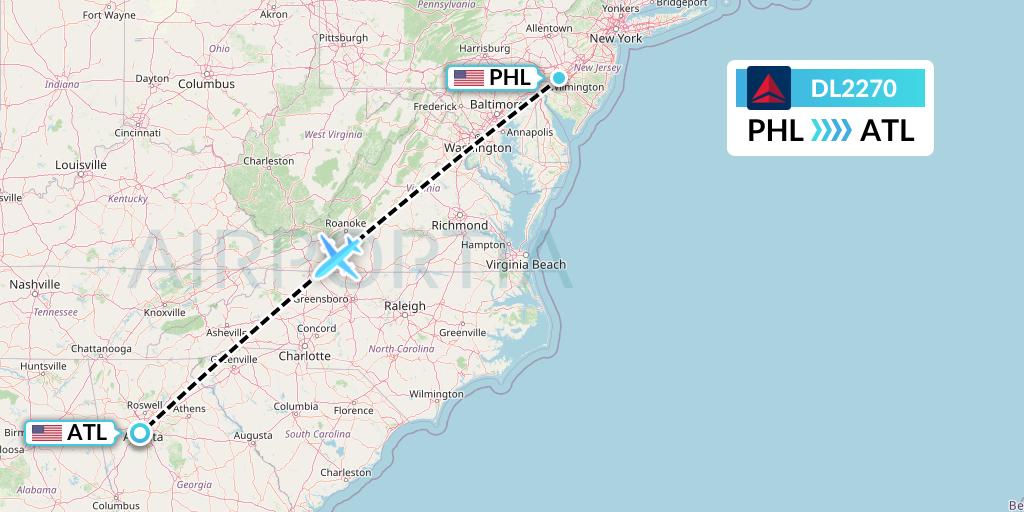 DL2270 Flight Status Delta Air Lines: Philadelphia to Atlanta (DAL2270)