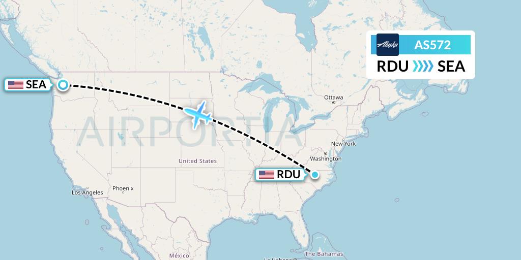 AS572 Flight Status Alaska Airlines: Raleigh-Durham to Seattle (ASA572)
