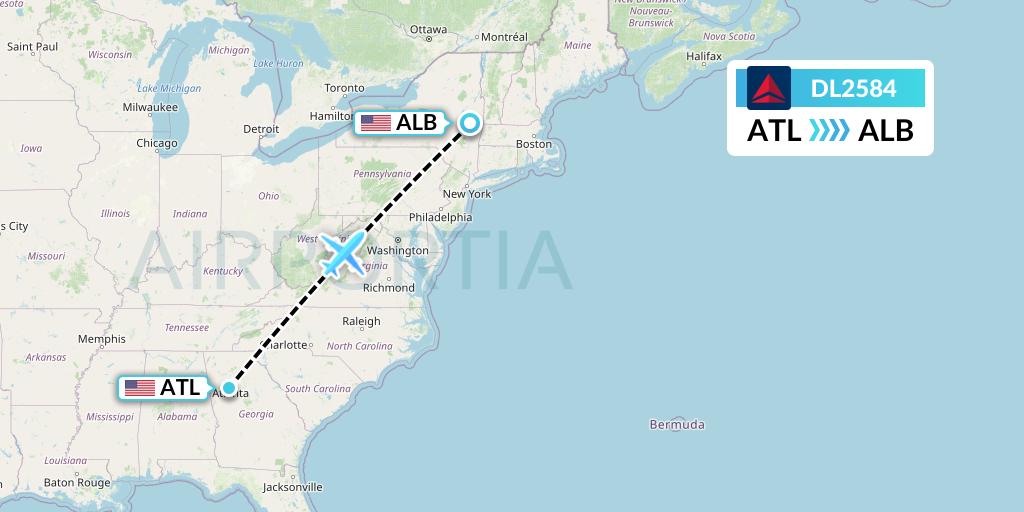 DL2584 Flight Status Delta Air Lines: Atlanta to Albany (DAL2584)