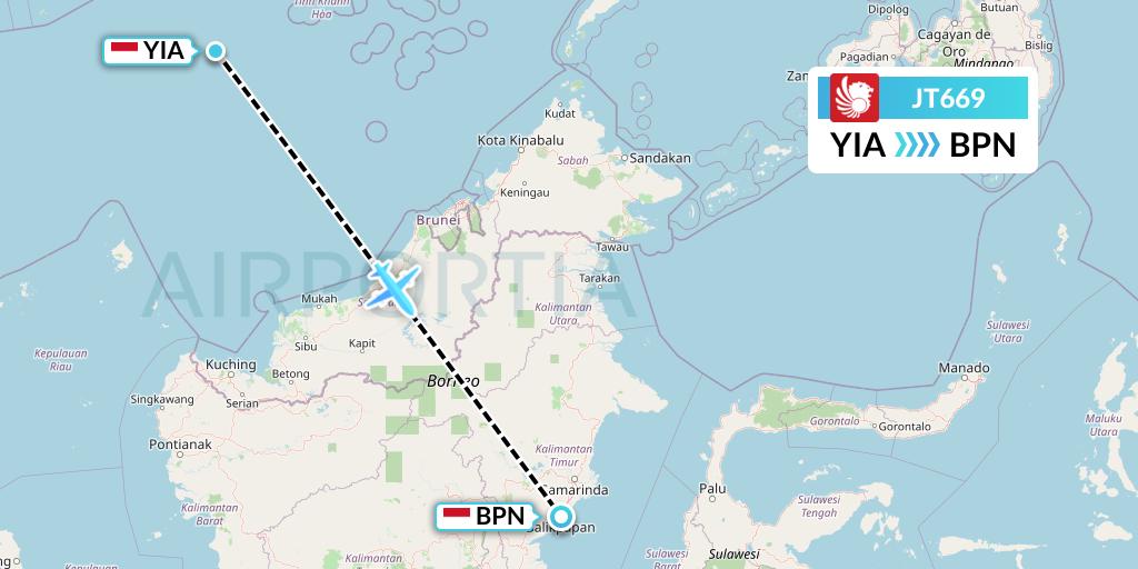 JT669 Flight Status Lion Airlines: Yogyakarta to Balikpapan (LNI669)