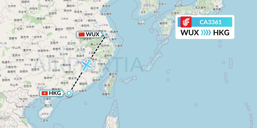CA3361 Flight Status Air China: Wuxi to Hong Kong (CCA3361)